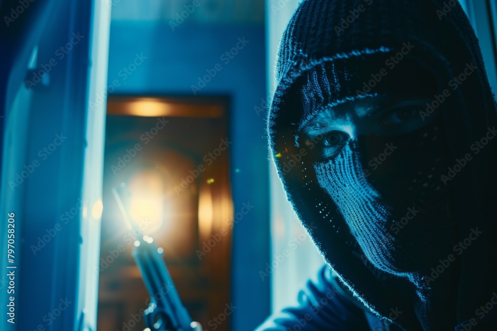 Burglar thief robbing house criminal activity robbery burglary mask ...
