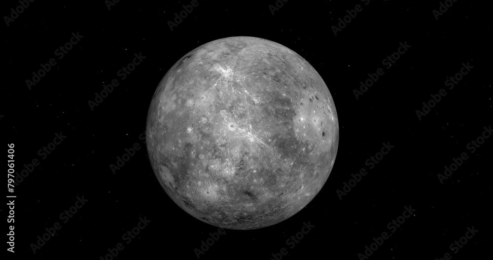 A 3D animation depicting the rotation of Mercury the first planet from ...