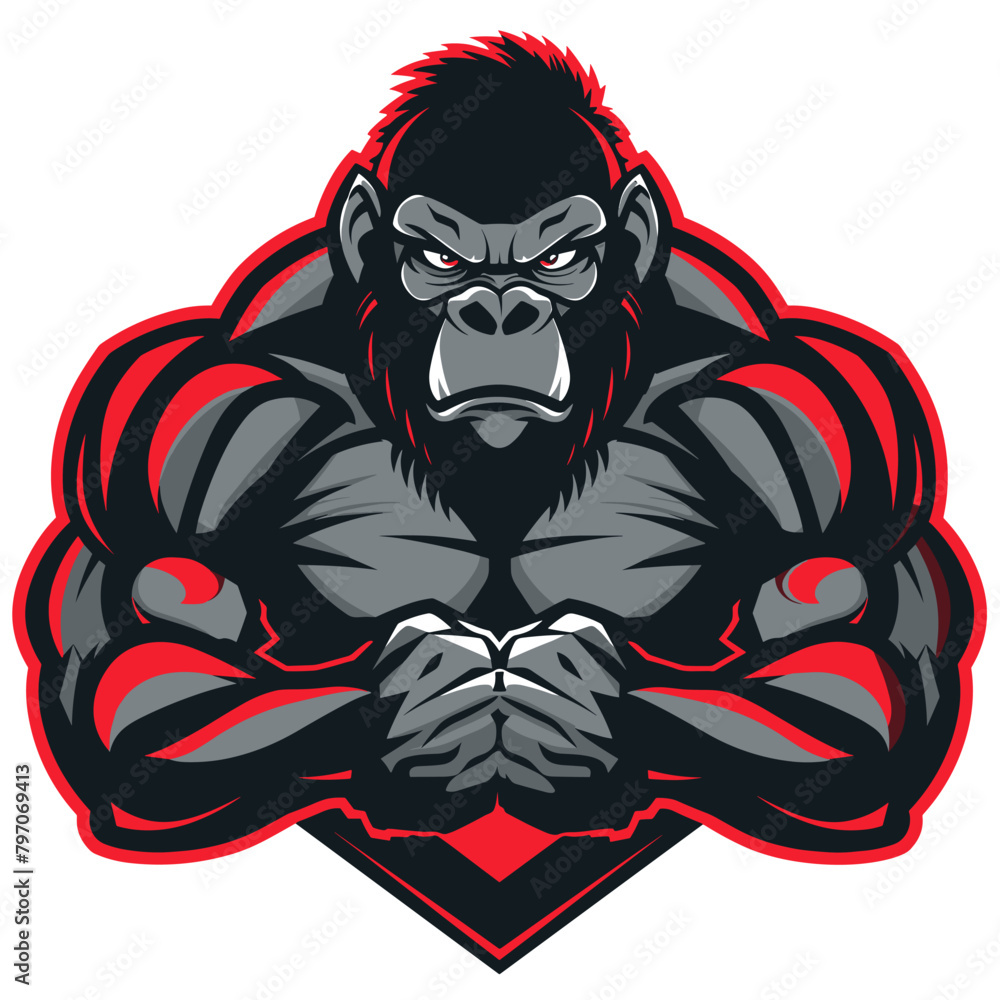 Gorila bodybuilder vector esports logo. Gym logo. Sports nutrition logo ...