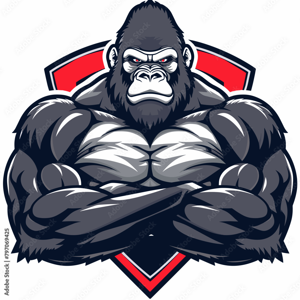 Gorila bodybuilder vector esports logo. Gym logo. Sports nutrition logo ...