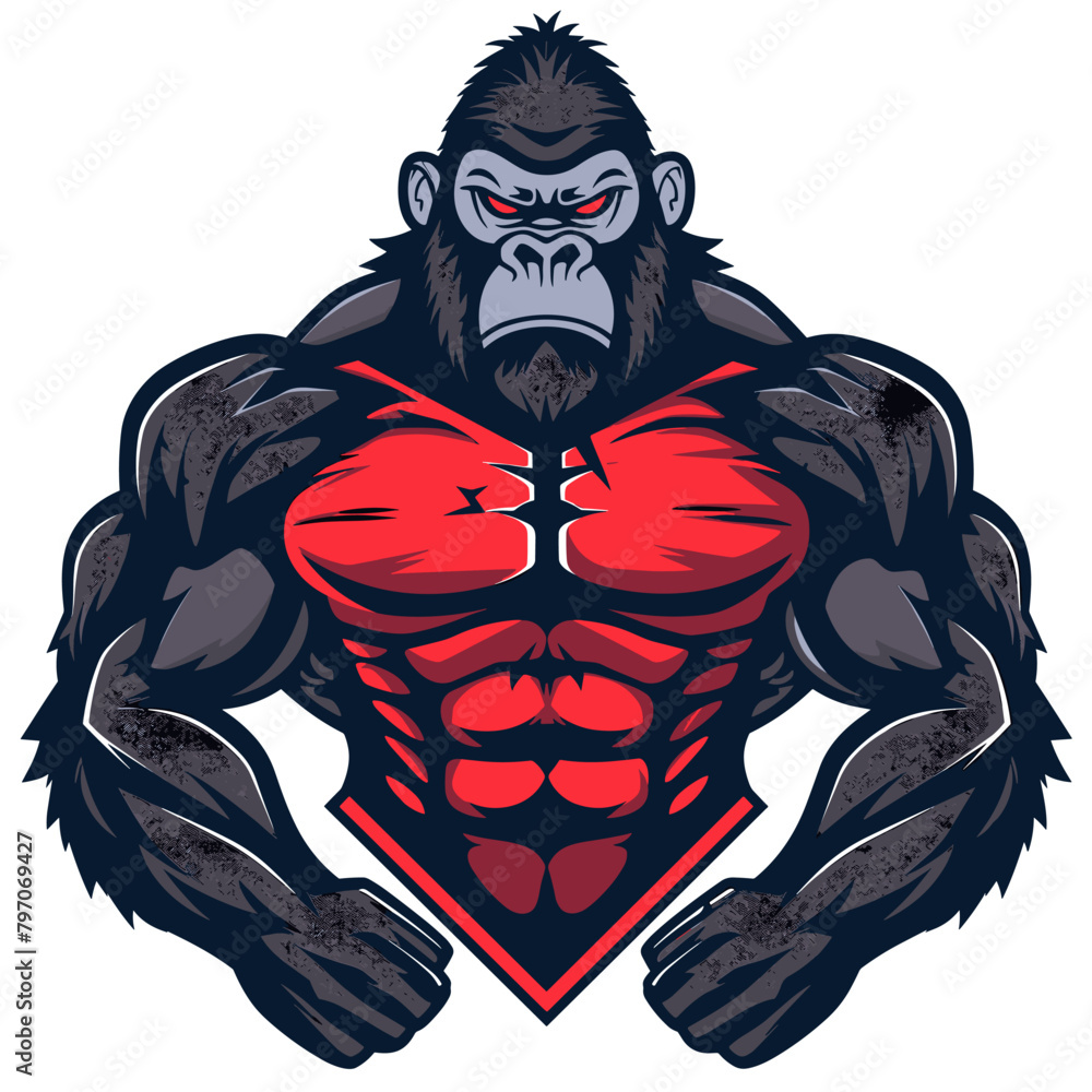 Gorila bodybuilder vector esports logo. Gym logo. Sports nutrition logo ...