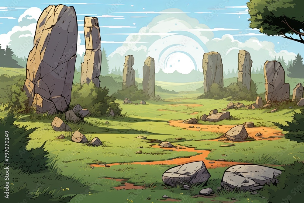 Druid Stone Circle Gradients Archaeological Dig Site Educational Poster ...