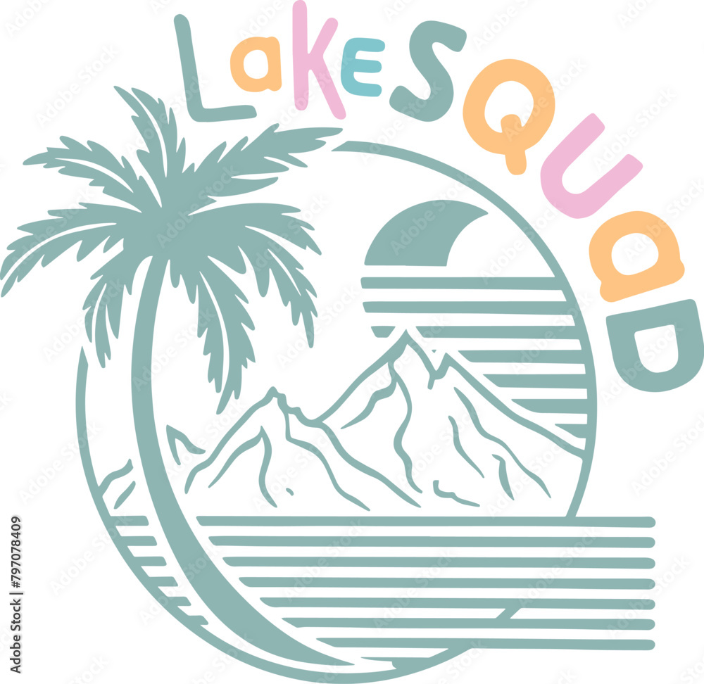 Summer Lake, Summer Svg typography t-shirt design, Hand drawn lettering ...