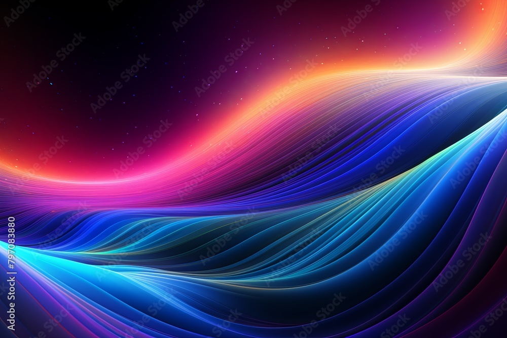 Quantum Physics Energy Gradients: Vibrant Energy Waves Art Display ...