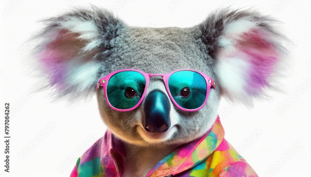 cartoon colorful koala with sunglasses on isolated background created ...