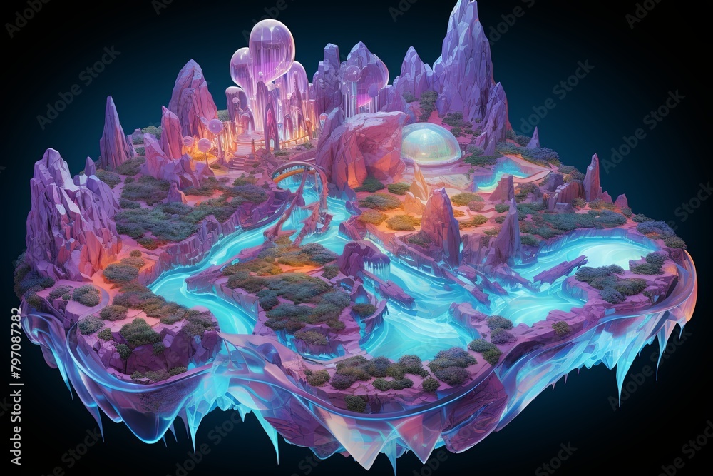 Translucent Dragon Scale Gradients: Fantasy Realm Theme Park Map Stock ...