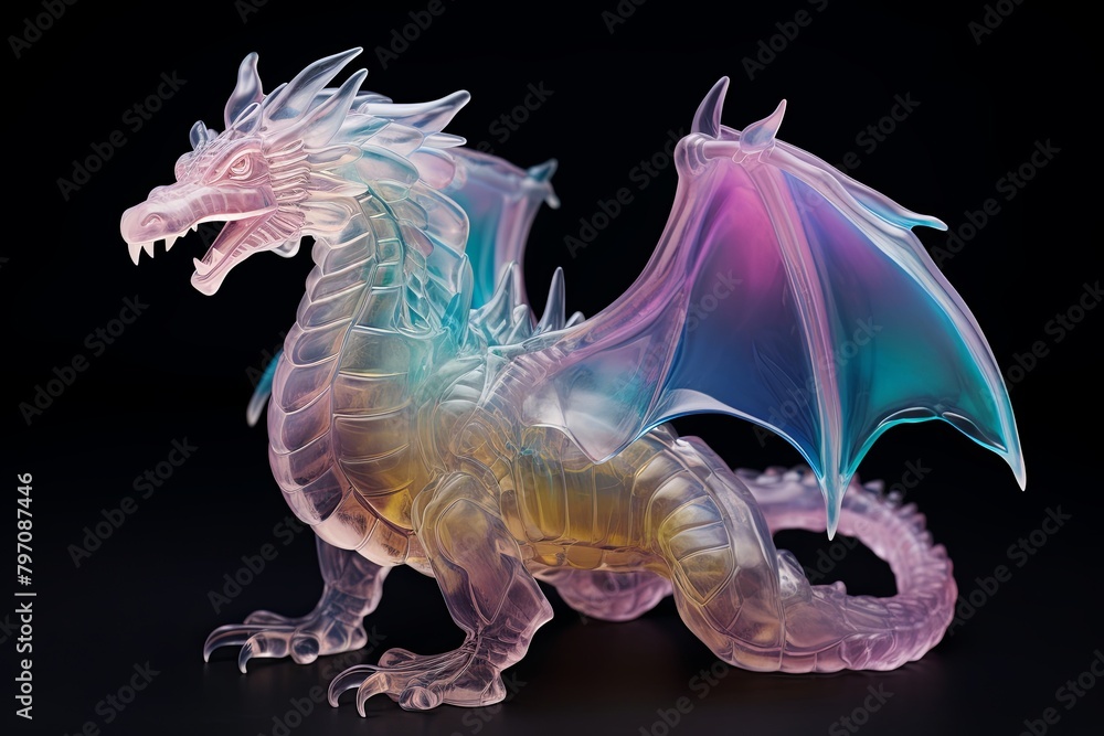 Translucent Dragon Scale Gradients Mystical Creature Figurine Design ...