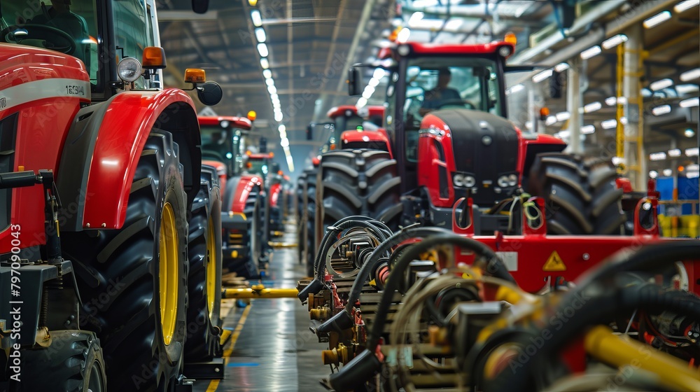 Tractor Manufacture work. Assembly line inside the agricultural ...