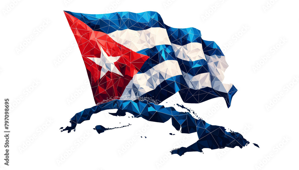 Polygonal Map of Cuba Featuring National Flag Stock Illustration ...
