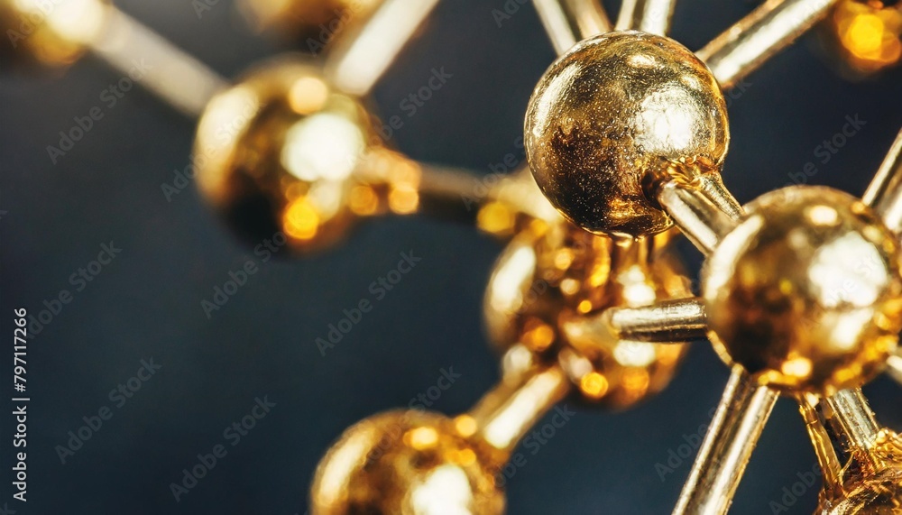 biochemistry molecular or atom structure with golden colors in medical ...