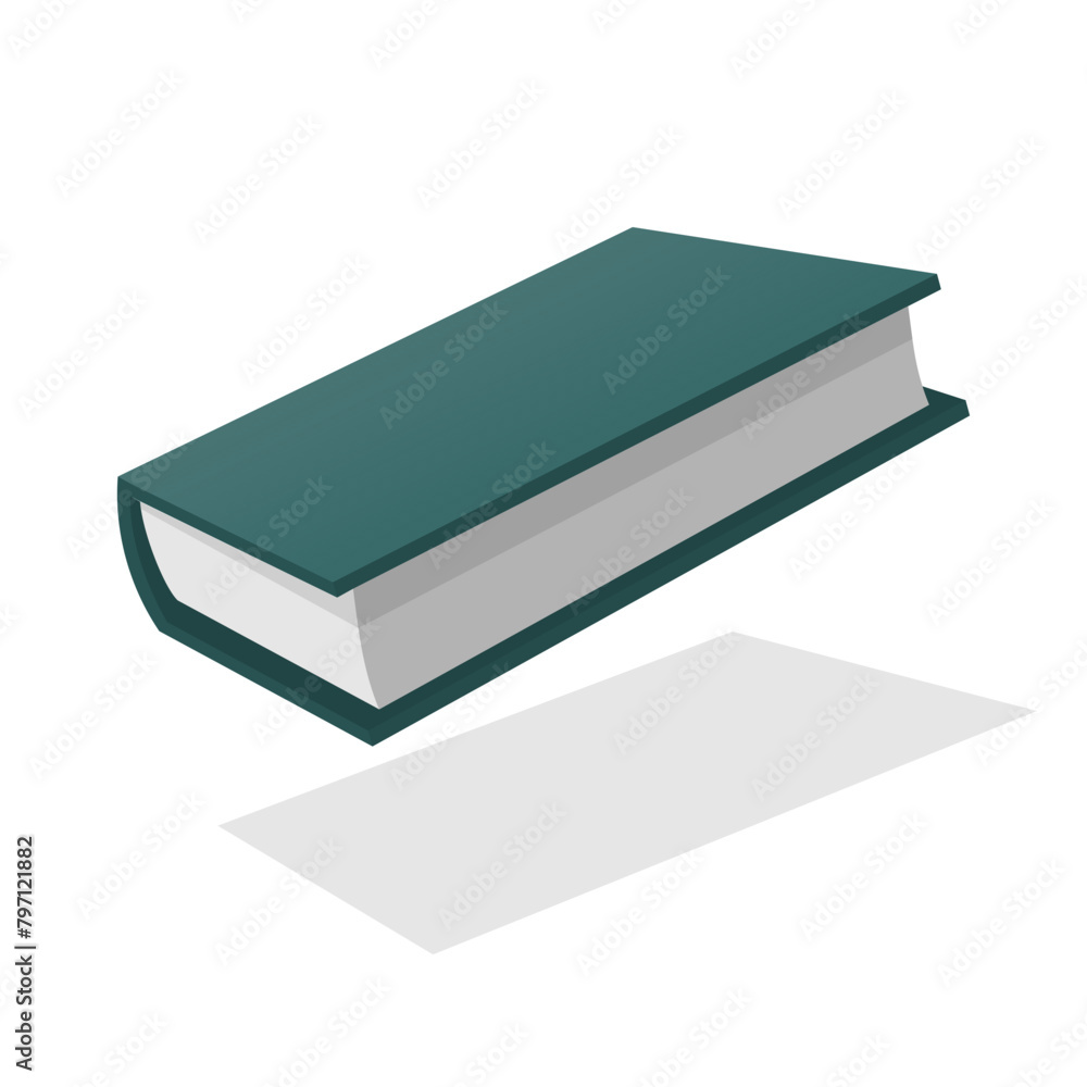 Classic green book illustration closed. Flat cartoon vector ...