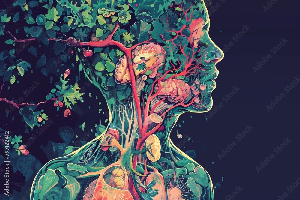 It combines elements of human anatomy with natural foliage. It is a ...