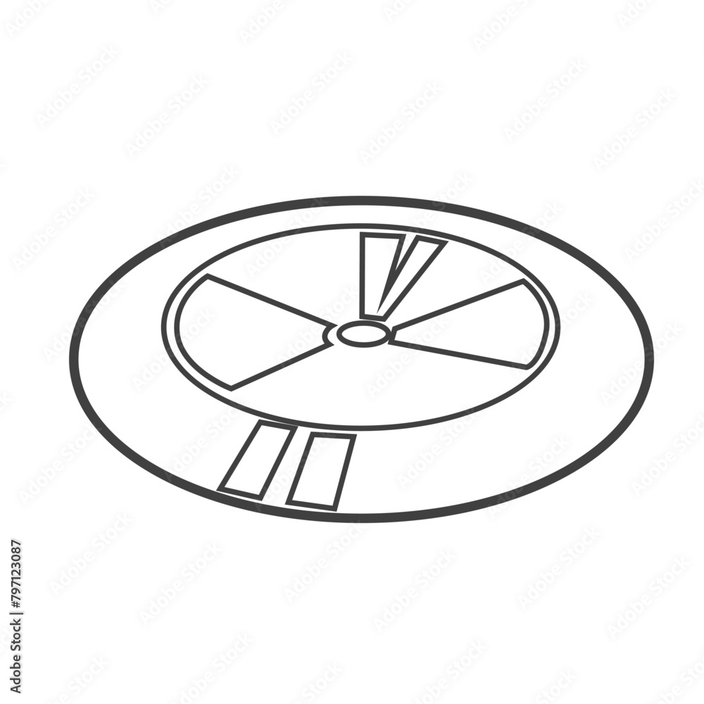 Vector linear icon of a splash cymbal for short accent sounds. Black ...