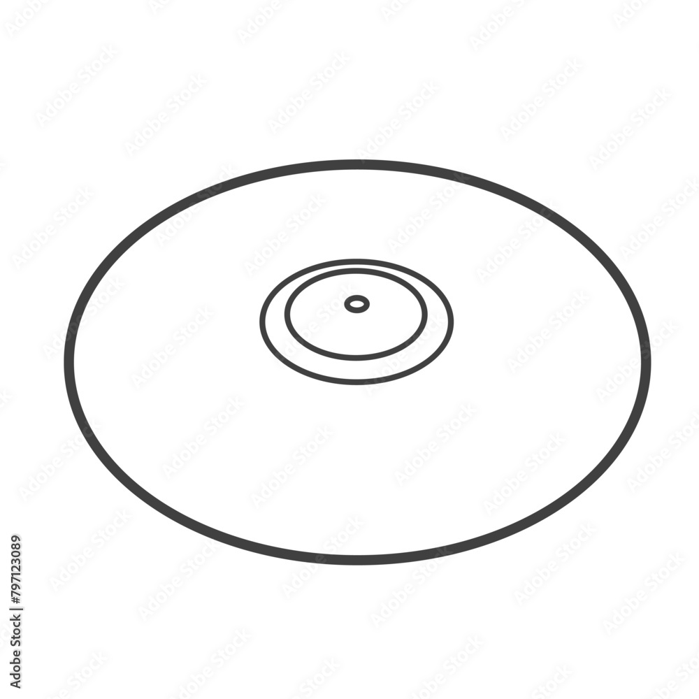 Vector linear icon of a ride cymbal used for rhythmic patterns. Black ...