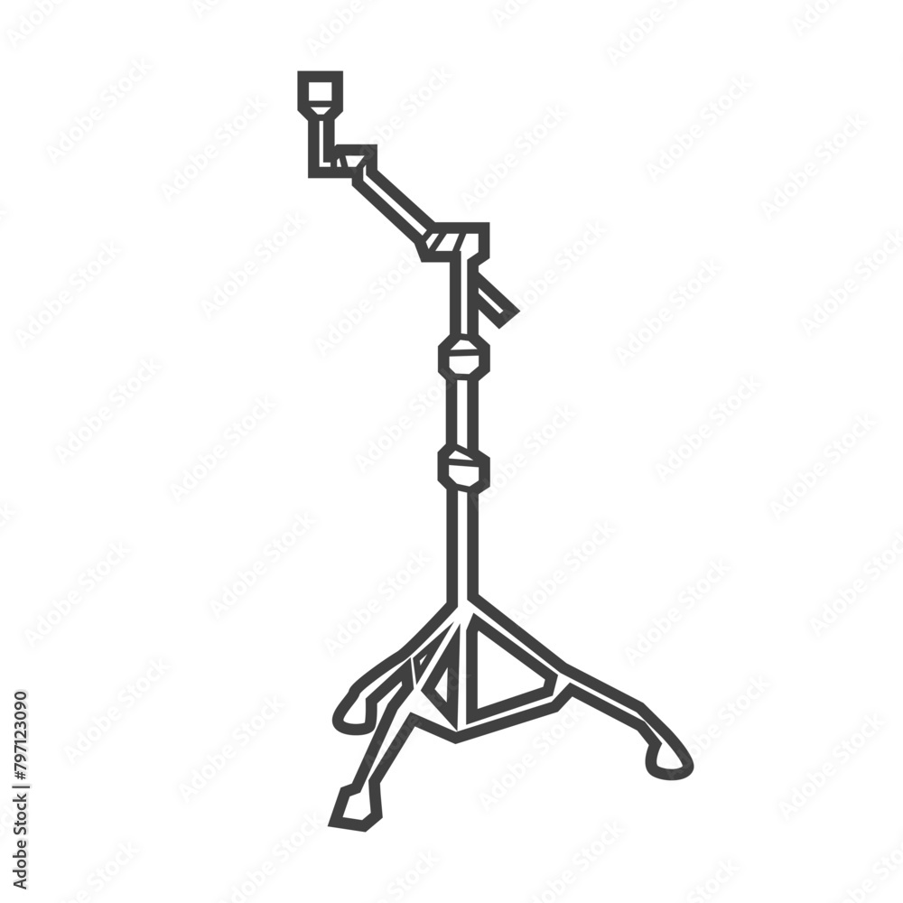 Vector linear icon of cymbal stands, holders for crash, ride, and ...