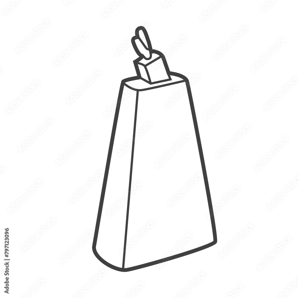 Vector linear icon of a cowbell, a percussive instrument producing a ...