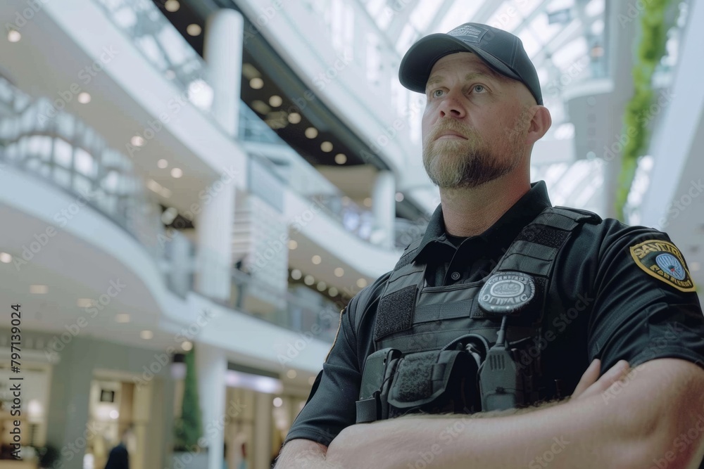 Security guard professional safety patrol man police employee mall safe ...