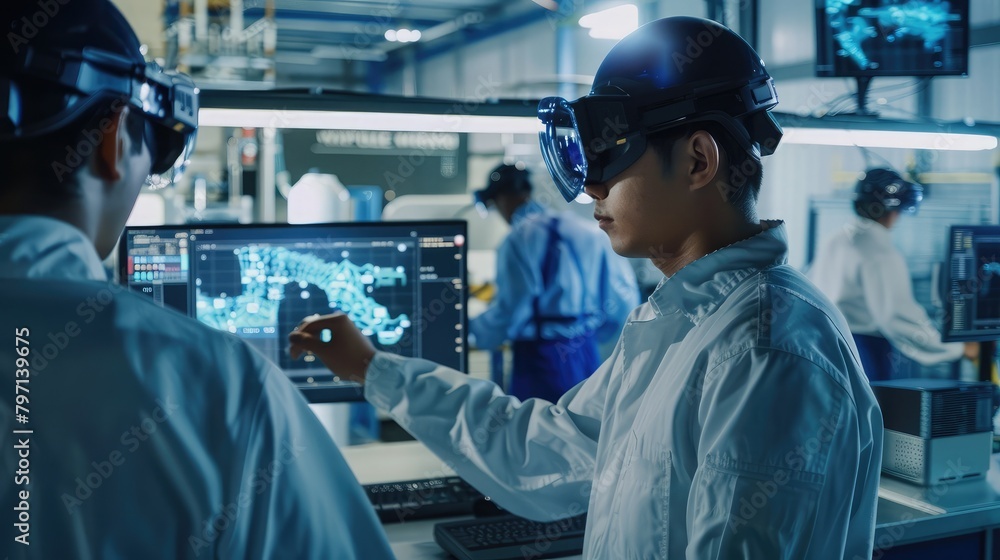 Engineers conducting quality control inspections using AI-powered image ...