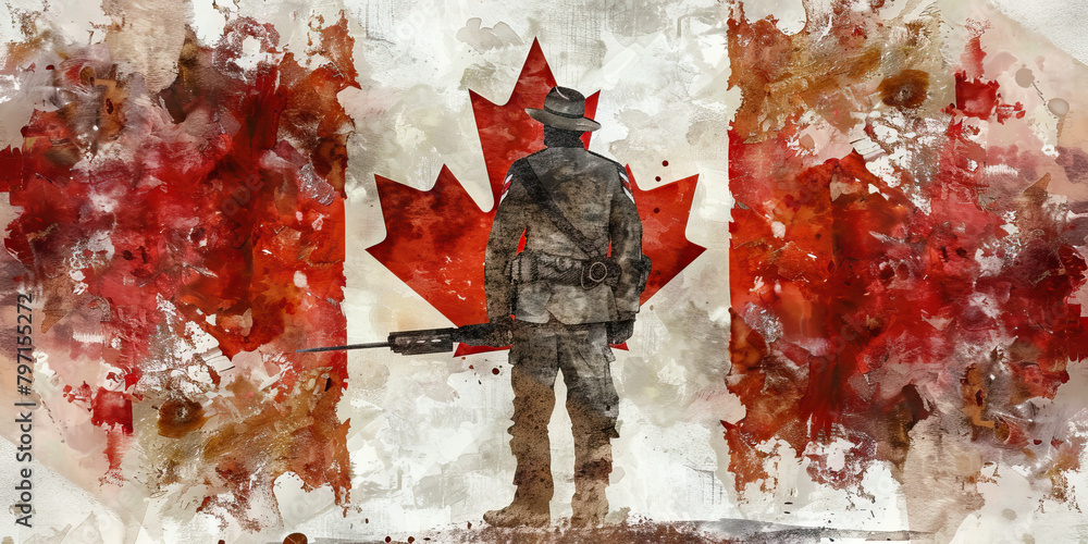 The Canadian Flag with a Mountie and a Maple Syrup Farmer - Picture the ...