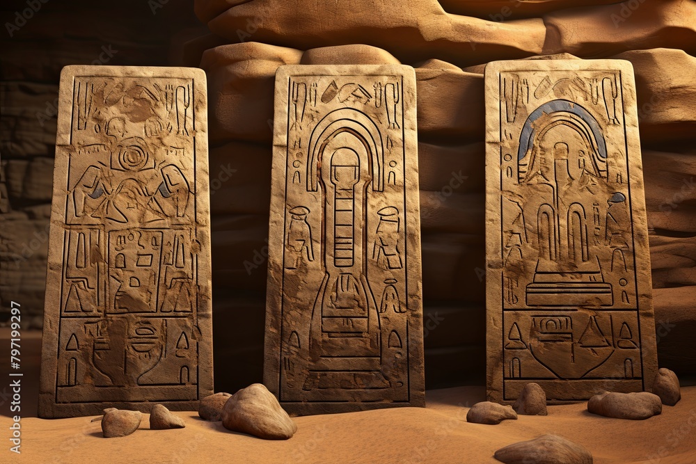 Cryptic Hieroglyphic Script: Gradients Archaeological Digging Signage ...