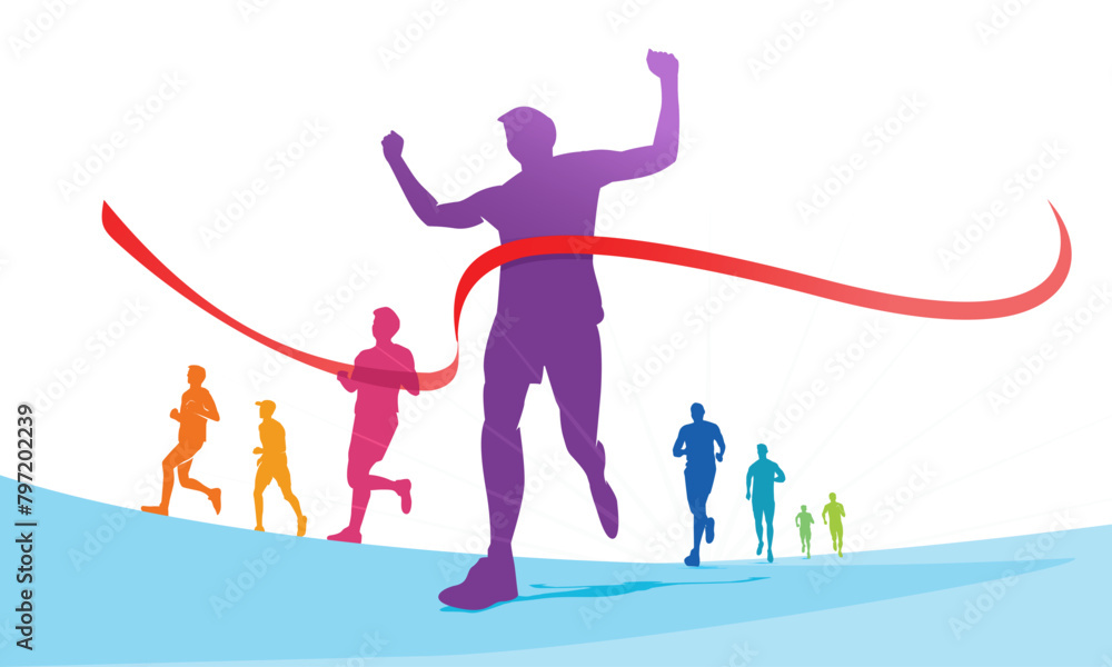 Great elegant vector editable finish line marathon poster background ...
