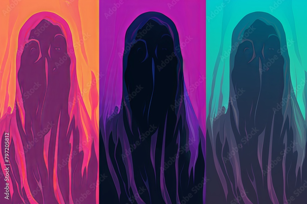 Phantom Ghostly Apparition Gradients: Haunting Horror Movie Posters Set ...