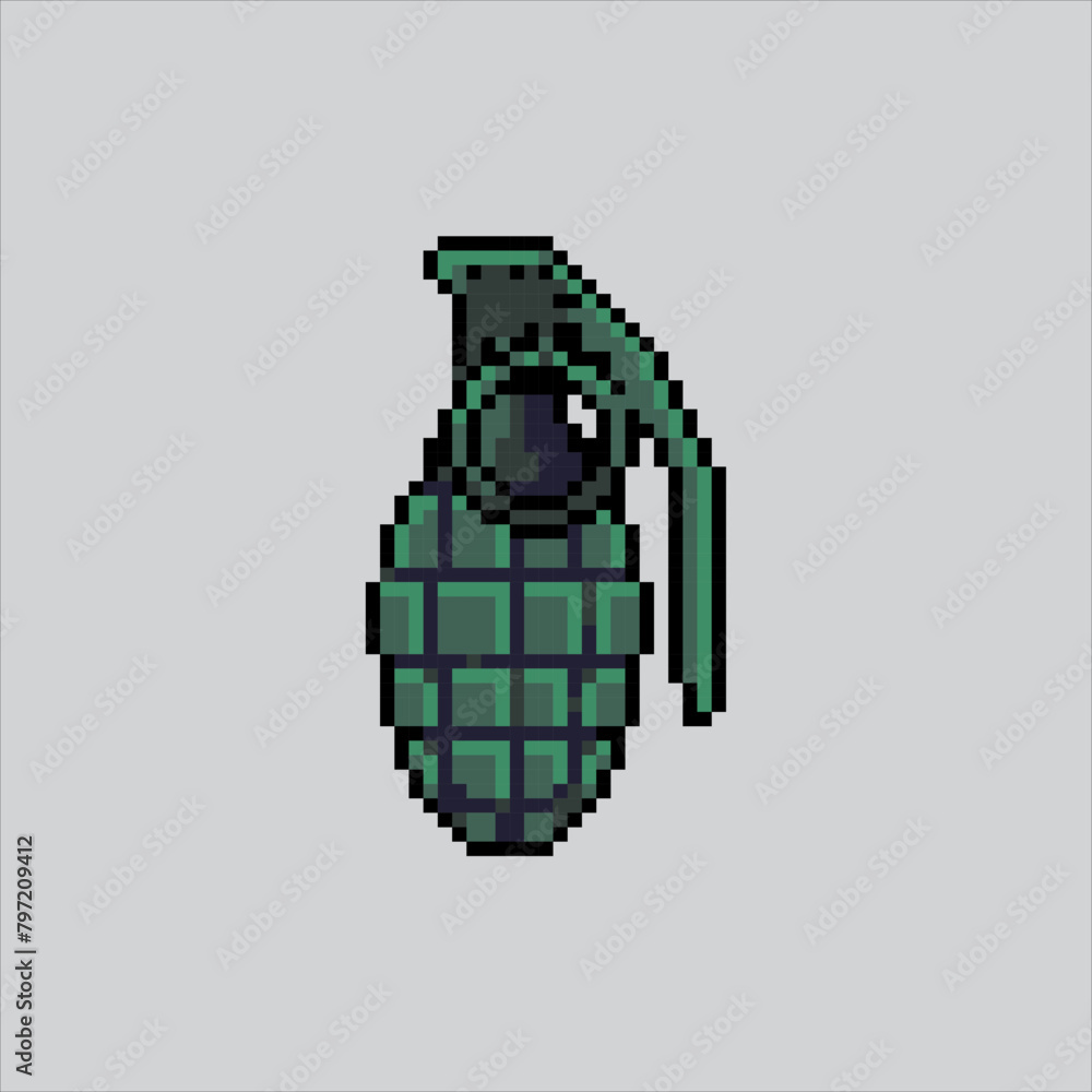 Pixel art illustration Grenade. Pixelated Grenade . Military grenade ...