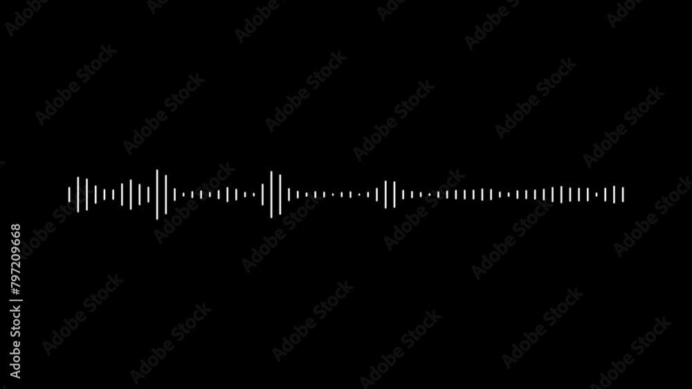 White audio waves isolated on black background. Abstract sound waves ...