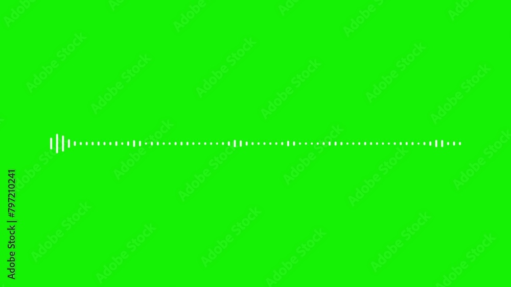 Audio Waveform Equalizer On Green Screen Background Visualization Of Recording Waveform