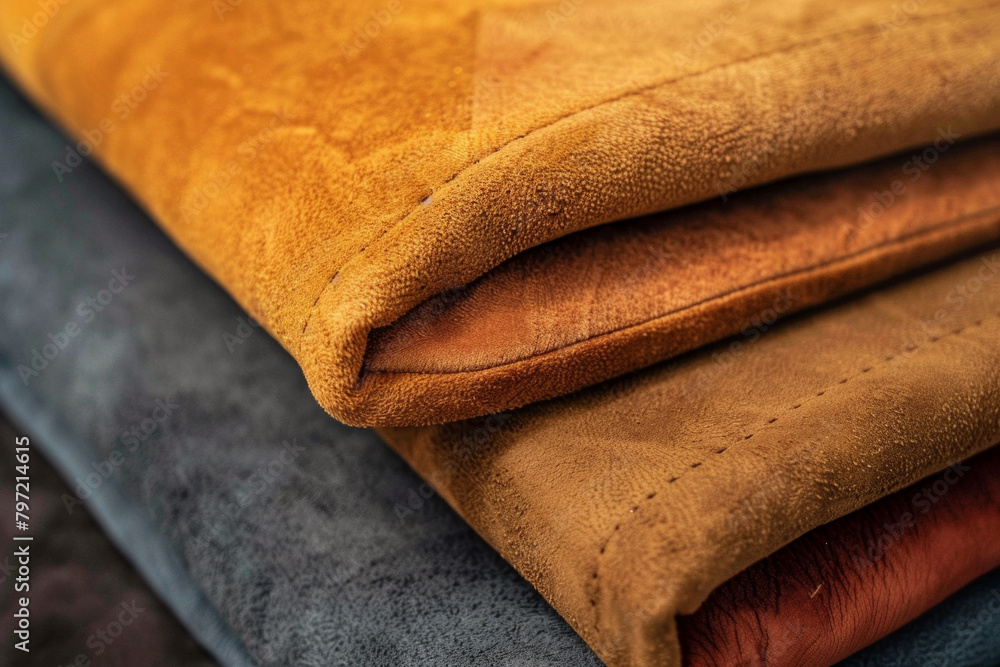 Velvety texture of suede leather, showcasing its soft nap and tactile ...