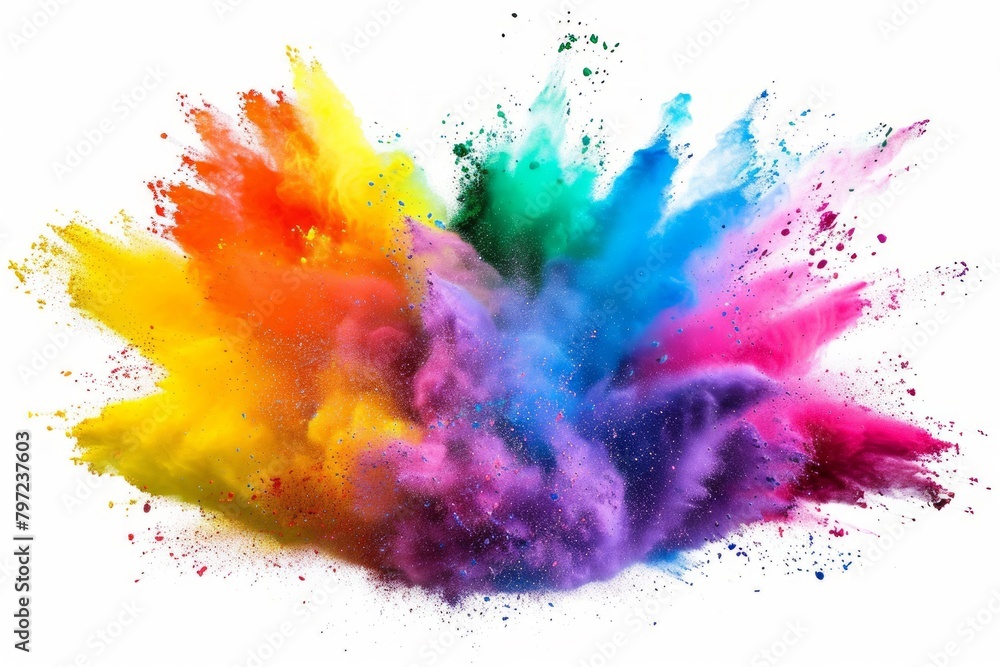 Colorful Euphoria: An explosive burst of powdery dust, forming a vivid ...