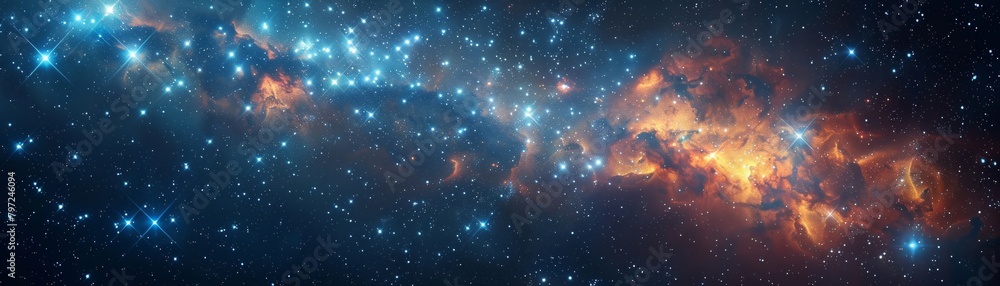 Clusters of stars illuminate the dark expanse of the cosmos. The night ...