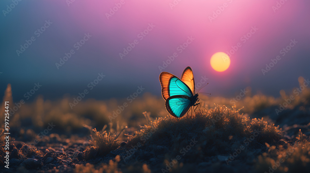 Colorful butterfly photos in the sunset sunlight scene, close-up ...