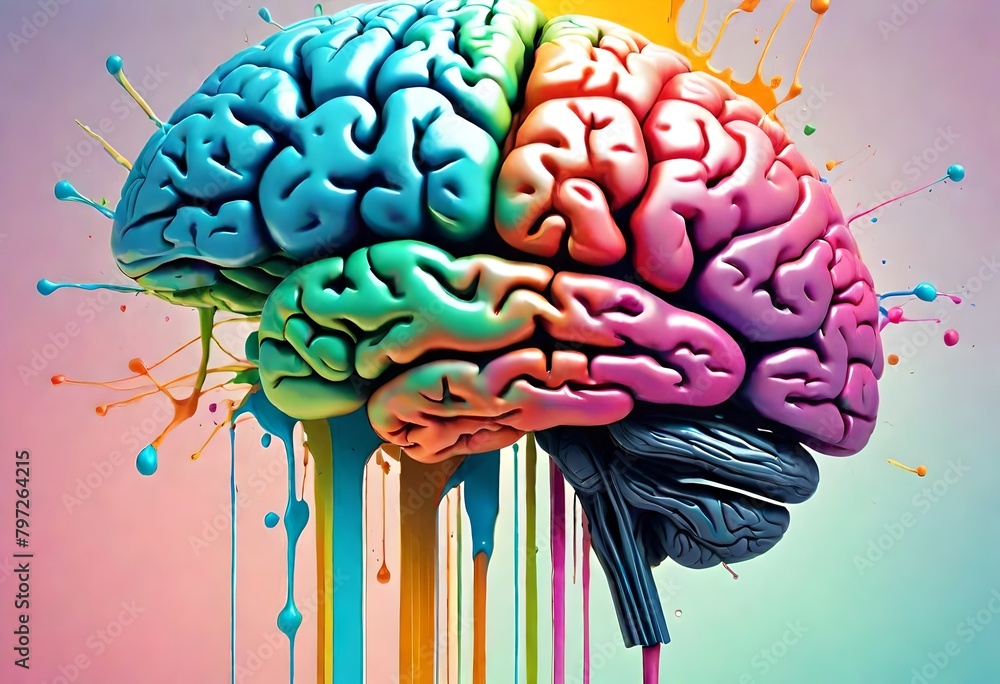 human brain anatomy, colorful view of human brain, each part has ...