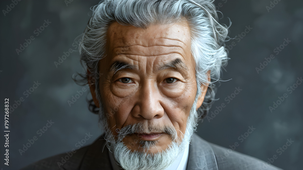 Curly Mane: Portrait of Elderly Gentleman, Wavy Wisdom: Old Man with ...
