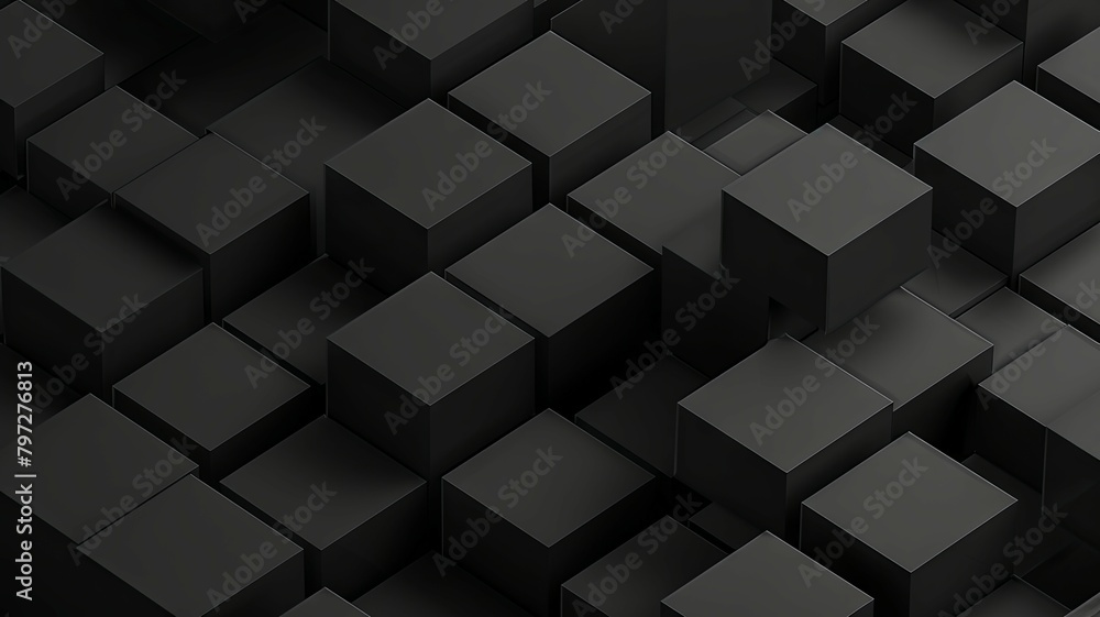 3D of black cubic shapes - The image showcases a multitude of 3D black ...