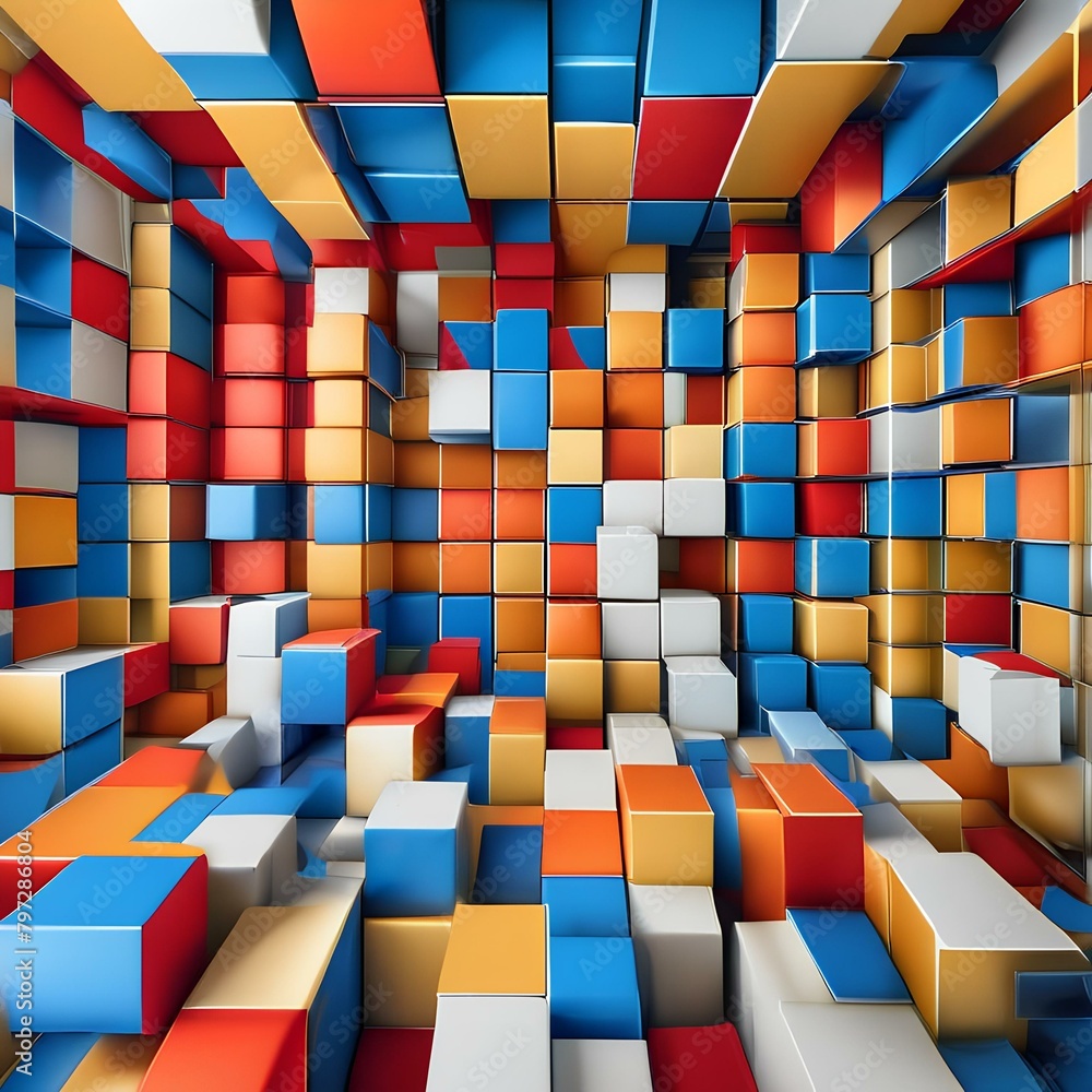 A three-dimensional grid of cubes rotating and shifting, creating an ...