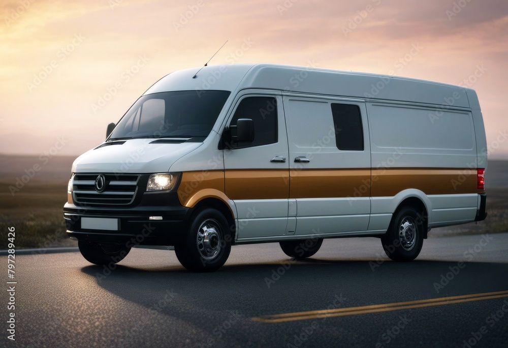 'rendering 3d van generic dawn road transport transportation white tow ...