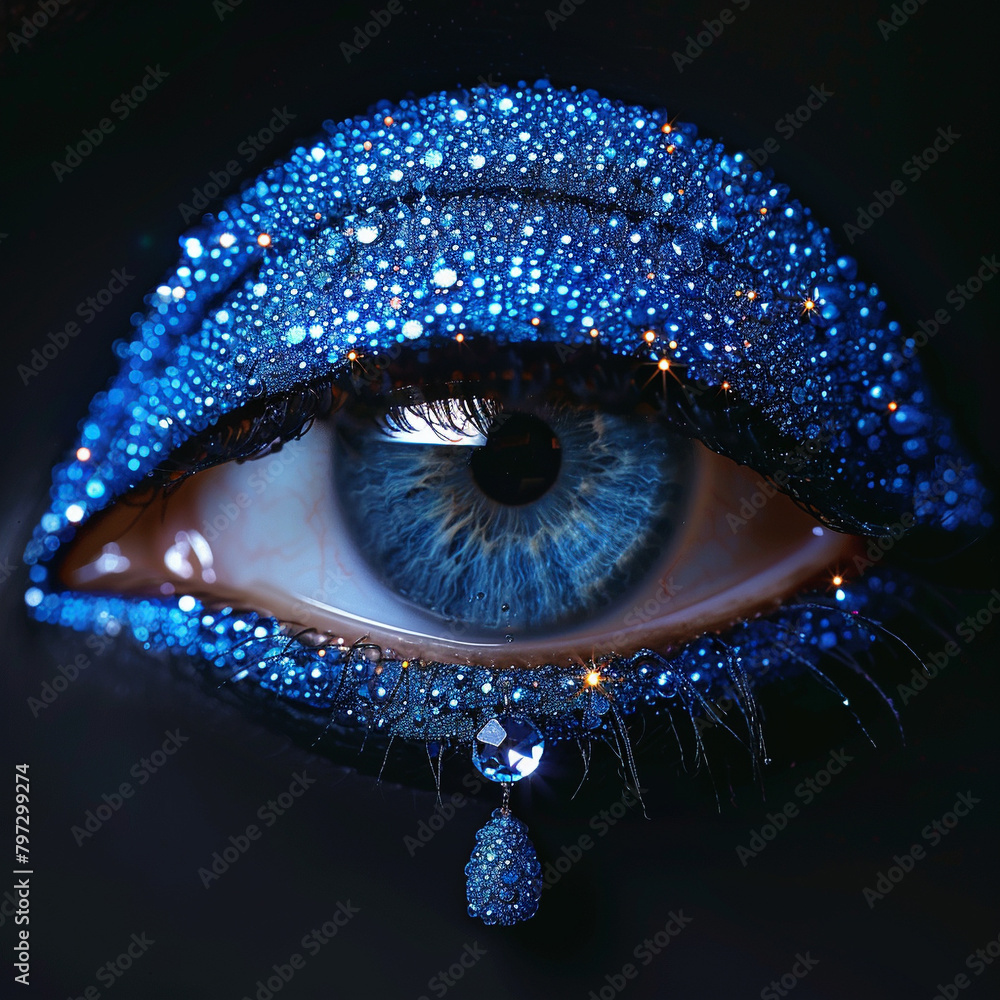 The 3D model of a human tear duct producing a tear, symbolizing the ...