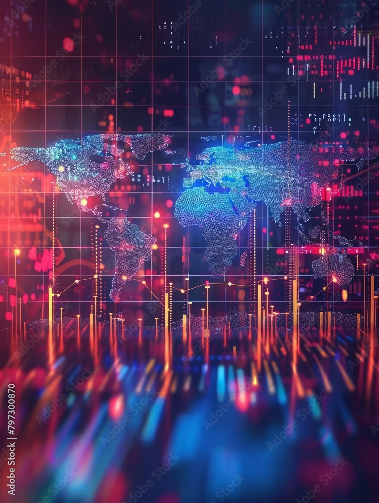 World map with graph in futuristic concept suitable for financial ...