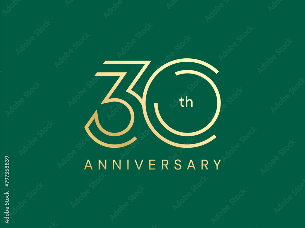 30th Anniversary luxury gold celebration with double lines Analysis ...