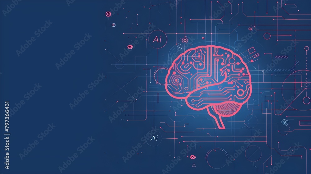 Electronic brain and Concept of artificial intelligence(AI).Graphic of ...