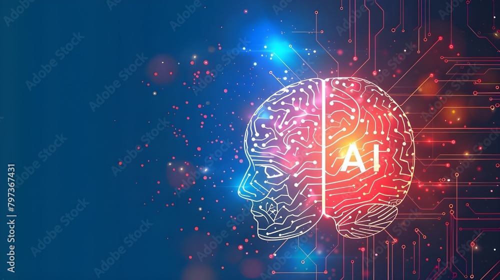Electronic brain and Concept of artificial intelligence(AI).Graphic of ...