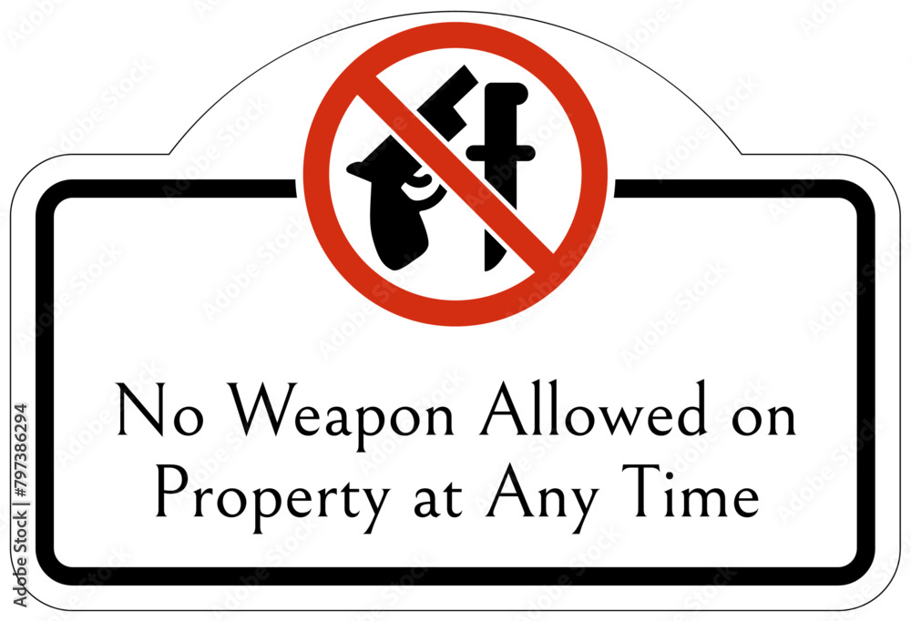 No weapon sign no weapon allowed on property at any time Stock ...