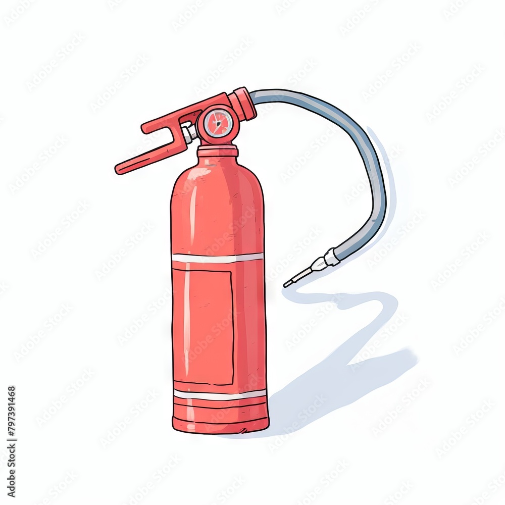 Cartoon drawing of a red fire extinguisher Stock Illustration | Adobe Stock