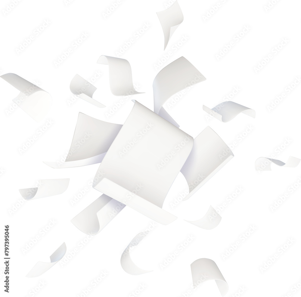 Flying white paper sheets Stock Illustration | Adobe Stock