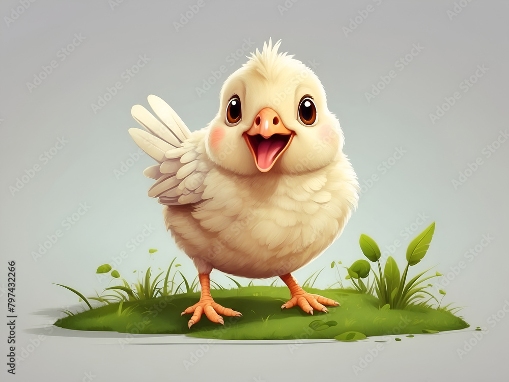 Chicken in cartoon style. Cute Cheep isolated on white background ...