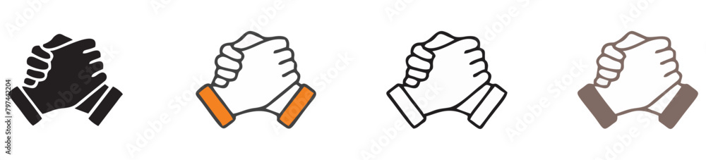 Soul brother handshake icon in different style, thumb clasp handshake ...
