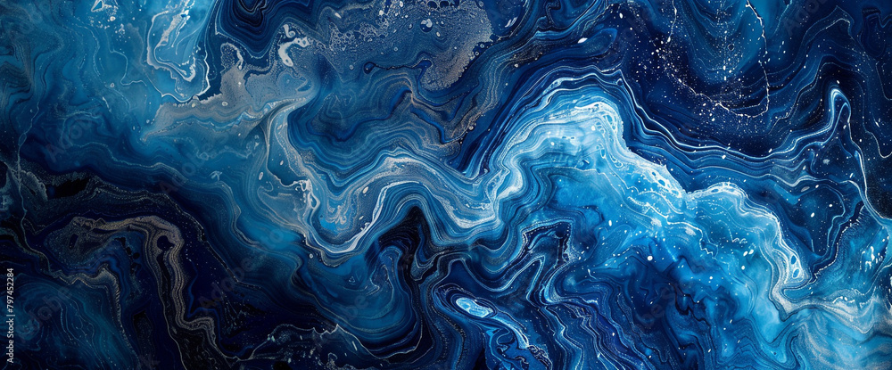 Cobalt and indigo fuse harmoniously, creating a deep, mysterious abyss ...