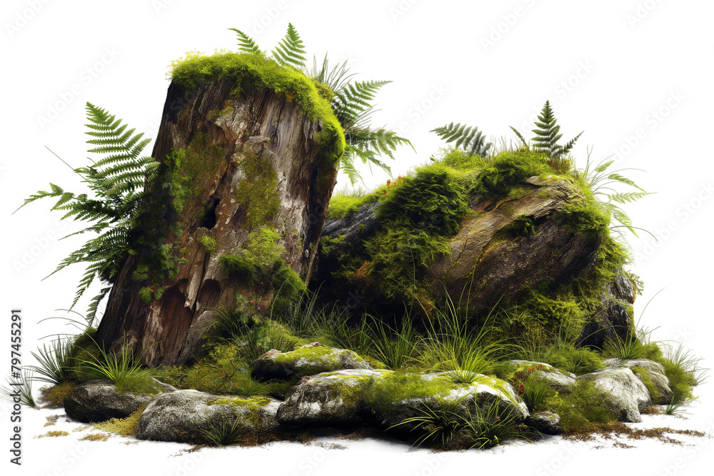 mossy tree trunks lay on the ground with moss transparent background ...